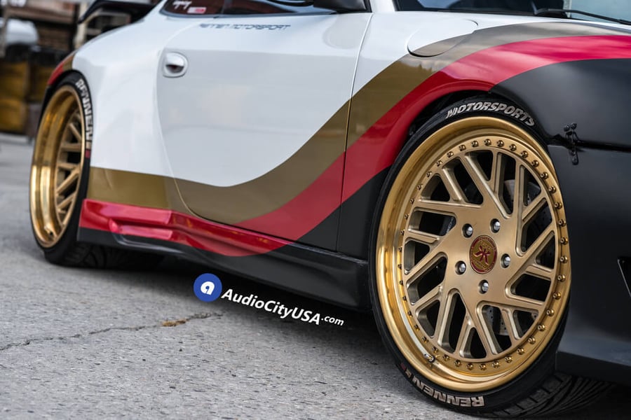 20" Rennen Forged Wheels MV16 Satin 14K Gold Center with Translucent ...
