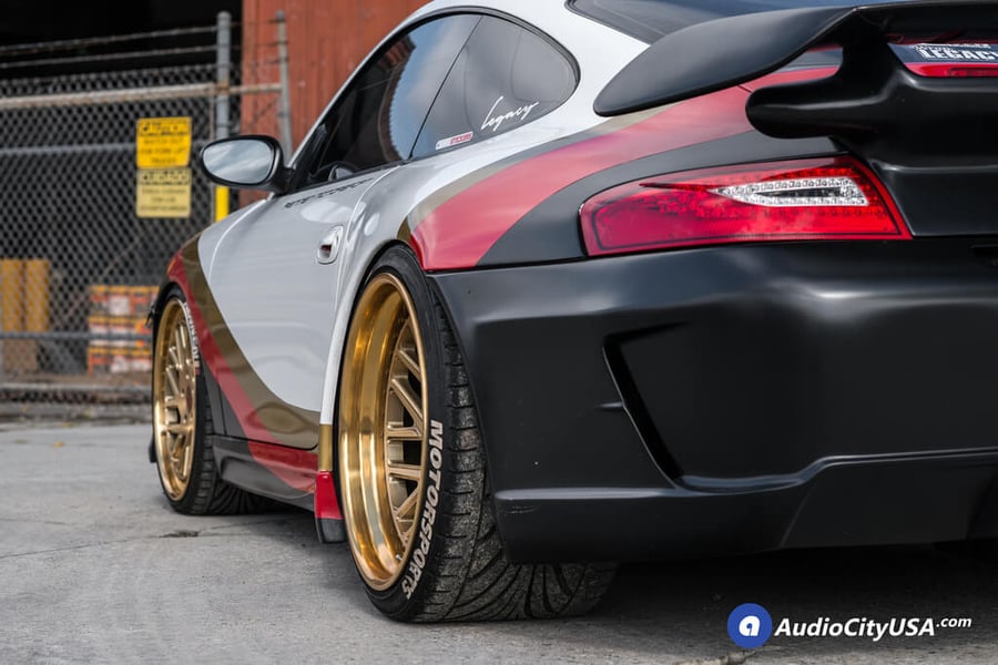 20" Rennen Forged Wheels MV16 Satin 14K Gold Center with Translucent ...