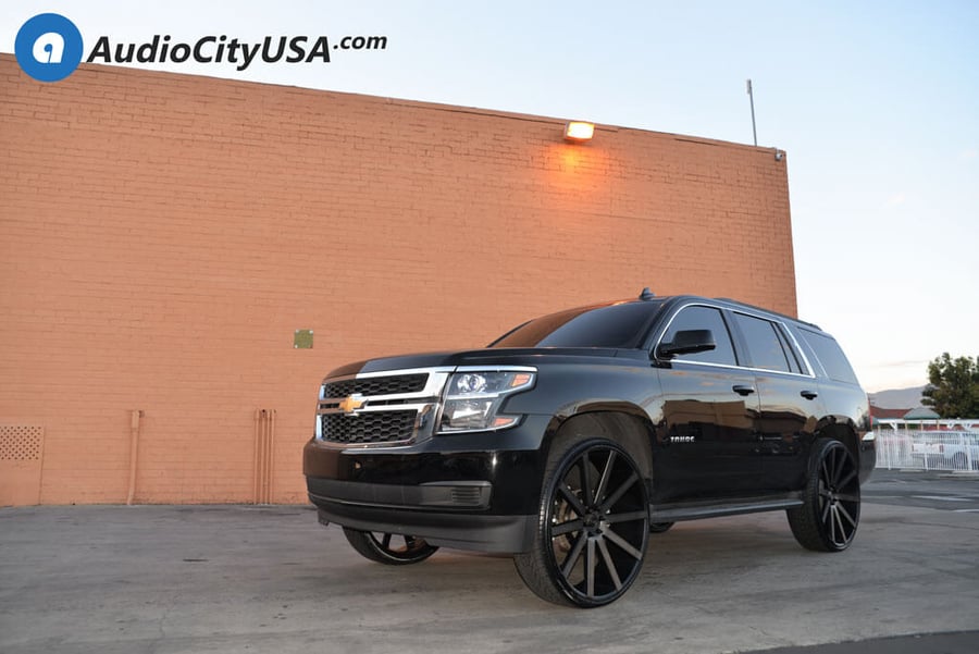 30" DUB Wheels S121 Shot Calla Black Machined for 2016 Chevy Tahoe