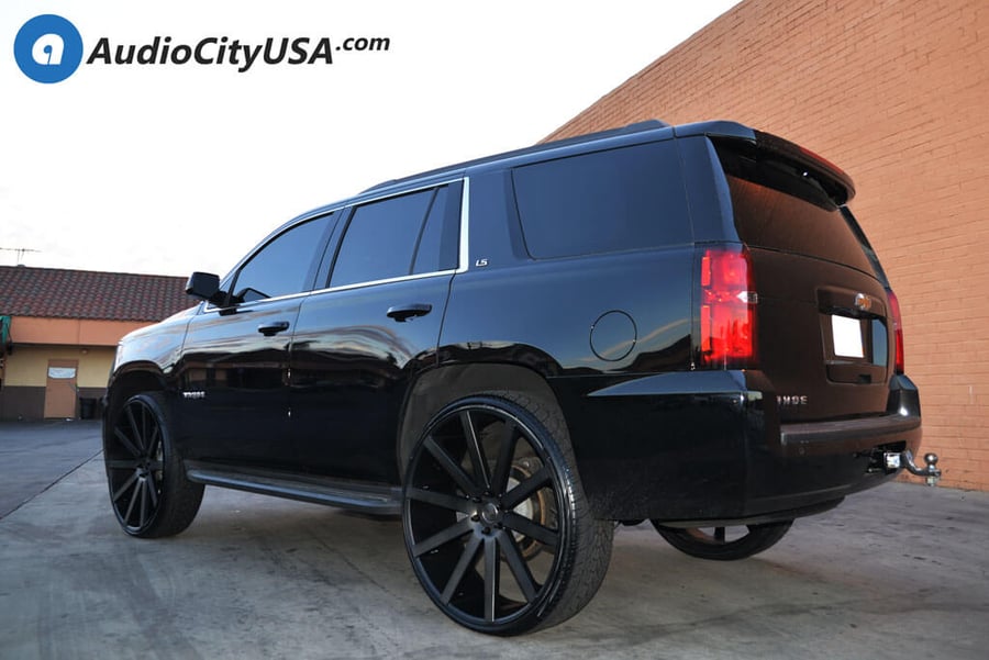30" DUB Wheels S121 Shot Calla Black Machined for 2016 Chevy Tahoe
