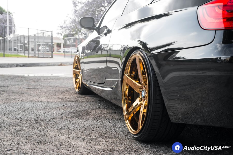 20" STR Wheels 607 Gold Platted Deep Concave Rims | 2011 BMW 335is (3 ...