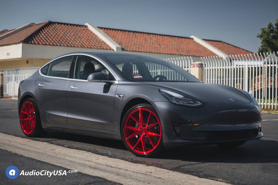 20″ Niche Wheels Misano M186 Gloss Red Rims For 2018 Tesla Model 3
