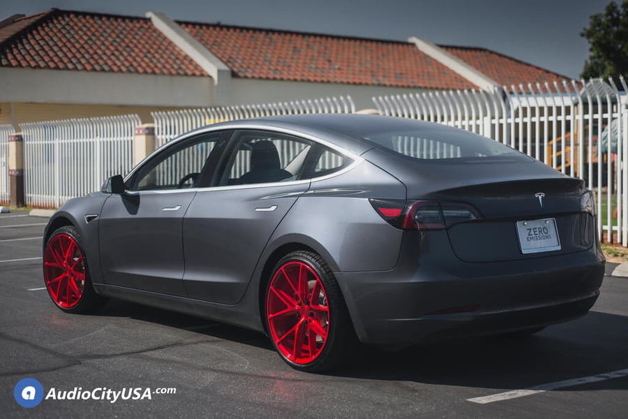 20″ Niche Wheels Misano M186 Gloss Red Rims For 2018 Tesla Model 3