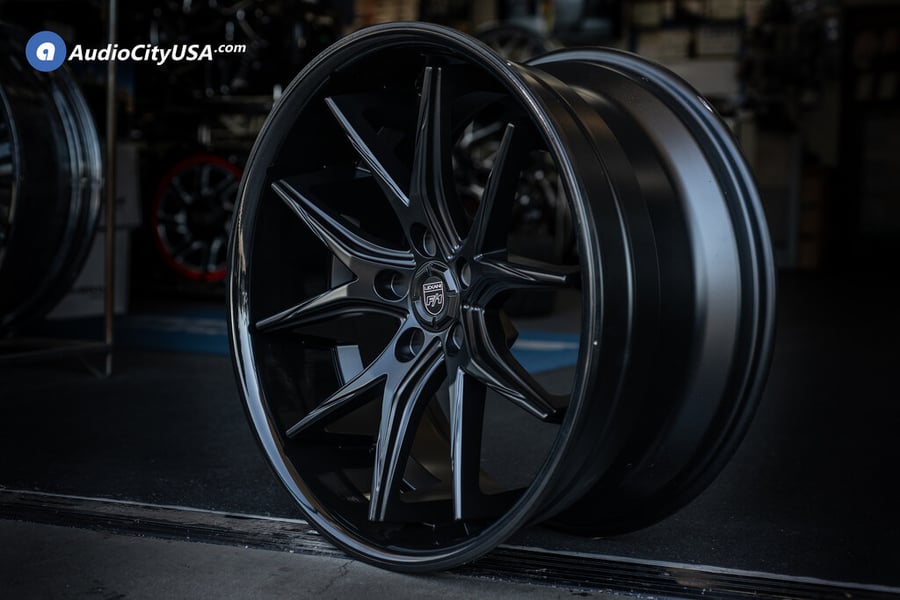 22" Lexani Wheels R-Twelve Satin Black Center with Gloss Black Lip Rims