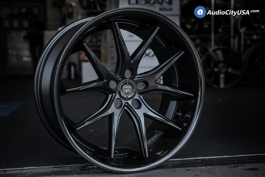 22" Lexani Wheels R-Twelve Satin Black Center with Gloss Black Lip Rims