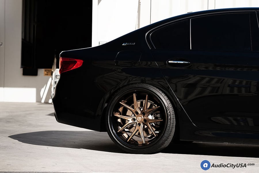 20" Staggered Lexani Wheels R-Twelve Satin Bronze Center with Gloss ...