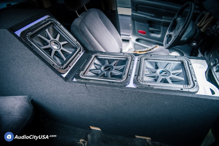 3 12" Kicker Solo Baric L7 Subwoofers | Custom single chamber Ported ...