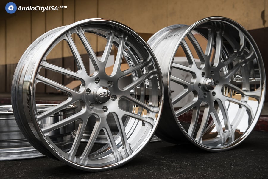 26x9 & 28x12 Intro Wheels 810 Brush Silver Face with Polish Lip Rims