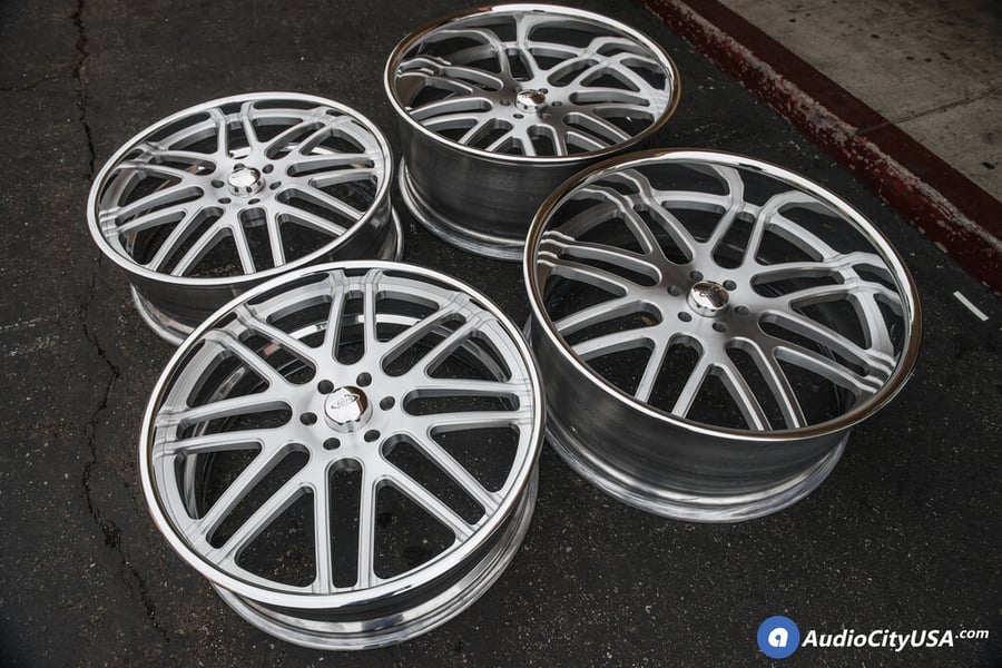 26x9 & 28x12 Intro Wheels 810 Brush Silver Face with Polish Lip Rims