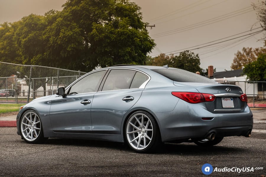 20″ Staggered Rennen Wheels CRL55 Silver Brushed Rims for Lowered ...