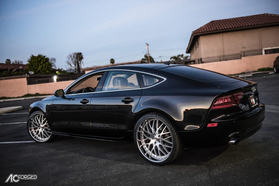 22" Staggered AC Forged Wheels ACF701 Brushed Face with Chrome Lip ...