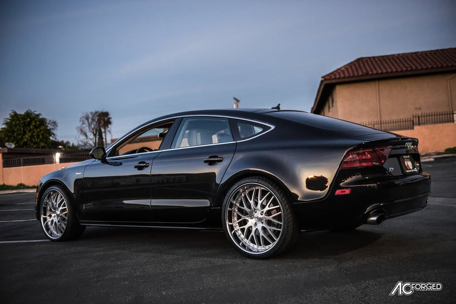 22" Staggered AC Forged Wheels ACF701 Brushed Face with Chrome Lip ...