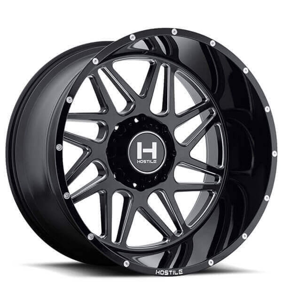 20" Hostile Wheels H114 Fury Gloss Black With Milled Accents Off-Road ...
