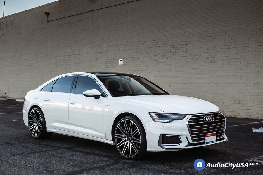 22" Staggered Curva Wheels C48 Black Machined Rims for 2019 Audi A6 ...