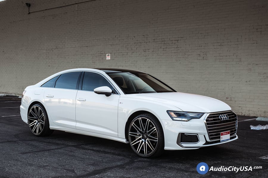 22" Staggered Curva Wheels C48 Black Machined Rims for 2019 Audi A6 ...