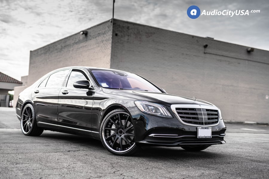 22" Staggered Azad Wheels AZ23 Semi Matte Black With Chrome Lip Rims ...