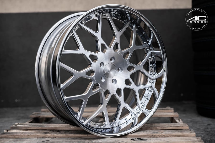19"- 26" AC Forged Wheels ACF708 Brushed Face with Chrome Lip Three ...