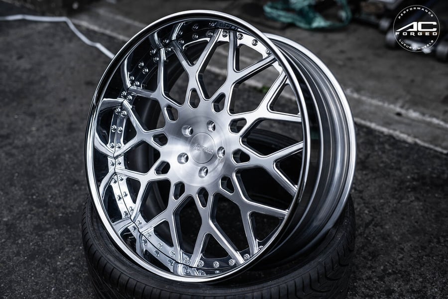 19"- 26" AC Forged Wheels ACF708 Brushed Face with Chrome Lip Three ...