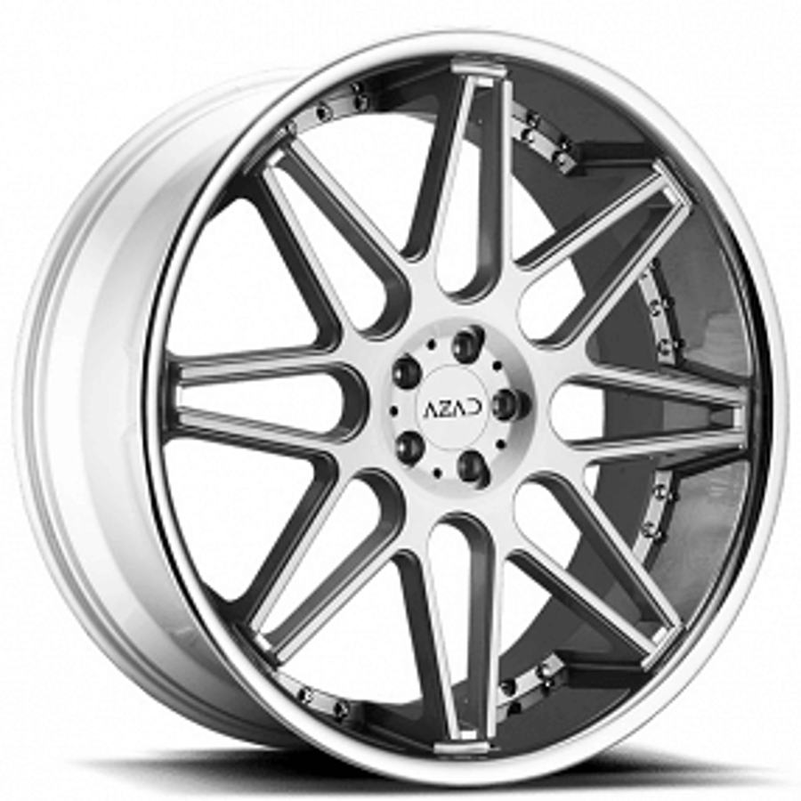 22″ AZAD Wheels AZ008 Silver Brushed with Chrome Lip For 2018 Mercedes ...