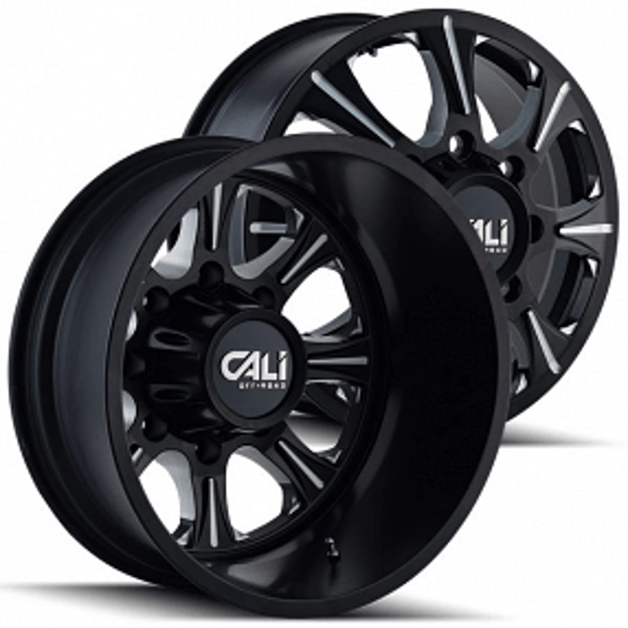 22″ Cali Off-Road Wheels 9105 Brutal Satin Black Milled Dually for 2020 ...
