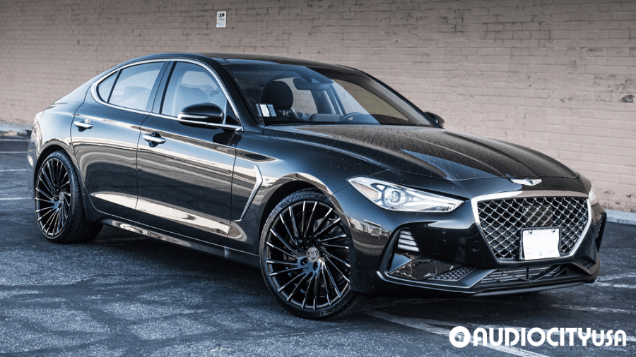 2020 Genesis G70 on 20" Lexani Wheels Wraith Gloss Black Machined Tips ...