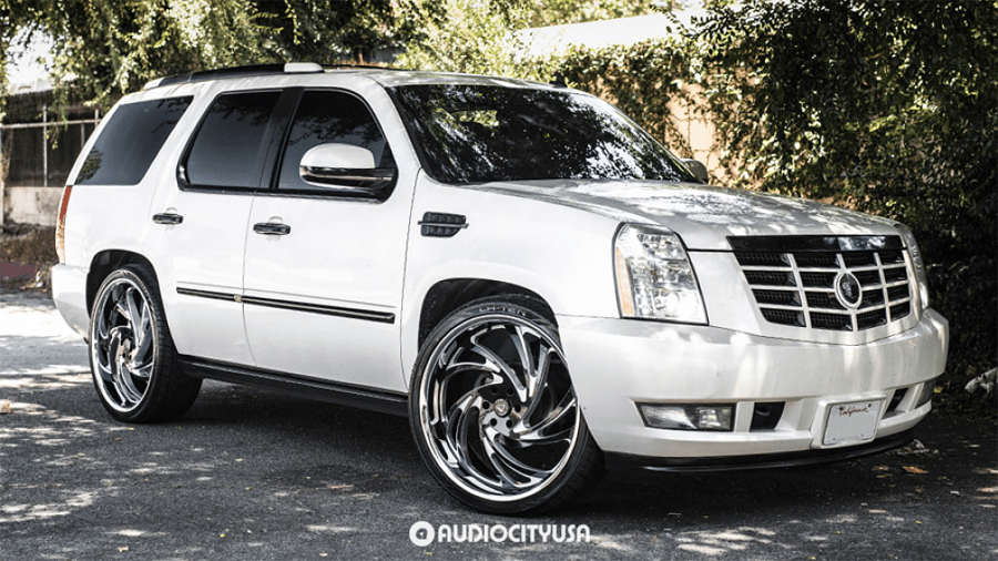 2013 Cadillac Escalade on 26" Azad Wheels Drip Black Milled with SS Lip ...