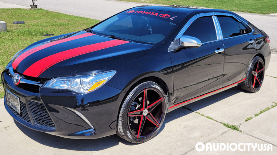 2017 Toyota Camry on 20" Pinnacle Wheels P202 Gloss Black Red Milled ...