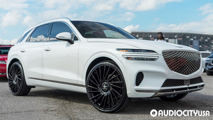 2022 Genesis GV70 on 24" Lexani Wheels Wraith-XL Gloss Black | Gallery | AudioCityUSA