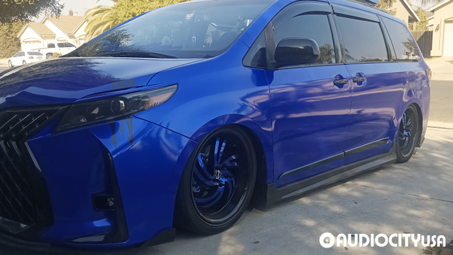 2016 Toyota Sienna on 20" Elegance Wheels Spinner Gloss Black with Candy Blue Face | Gallery ...