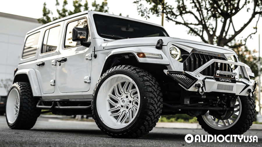 2023 Jeep Wrangler on 22" Fuel Wheels D807 Hurricane Custom White with ...
