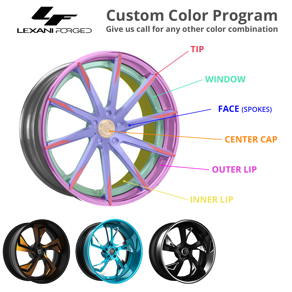 19/20" Lexani Forged Wheels LF-756 Jade Black with Chrome Accents Face ...