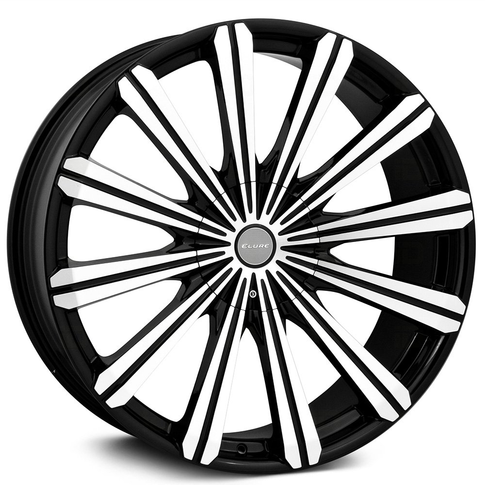 22x8" Elure Wheels 030 Black with Machined Face Rims #EUR004-2