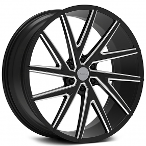 24" Elure Wheels 052 Black with Red Milled Rims #EUR030-2